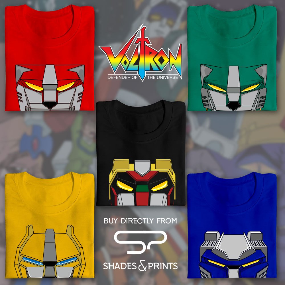 Voltron Lion Force Classic 80s Cartoons Red Green Blue Yellow Shirt Retro Shirt Shades&Prints ...