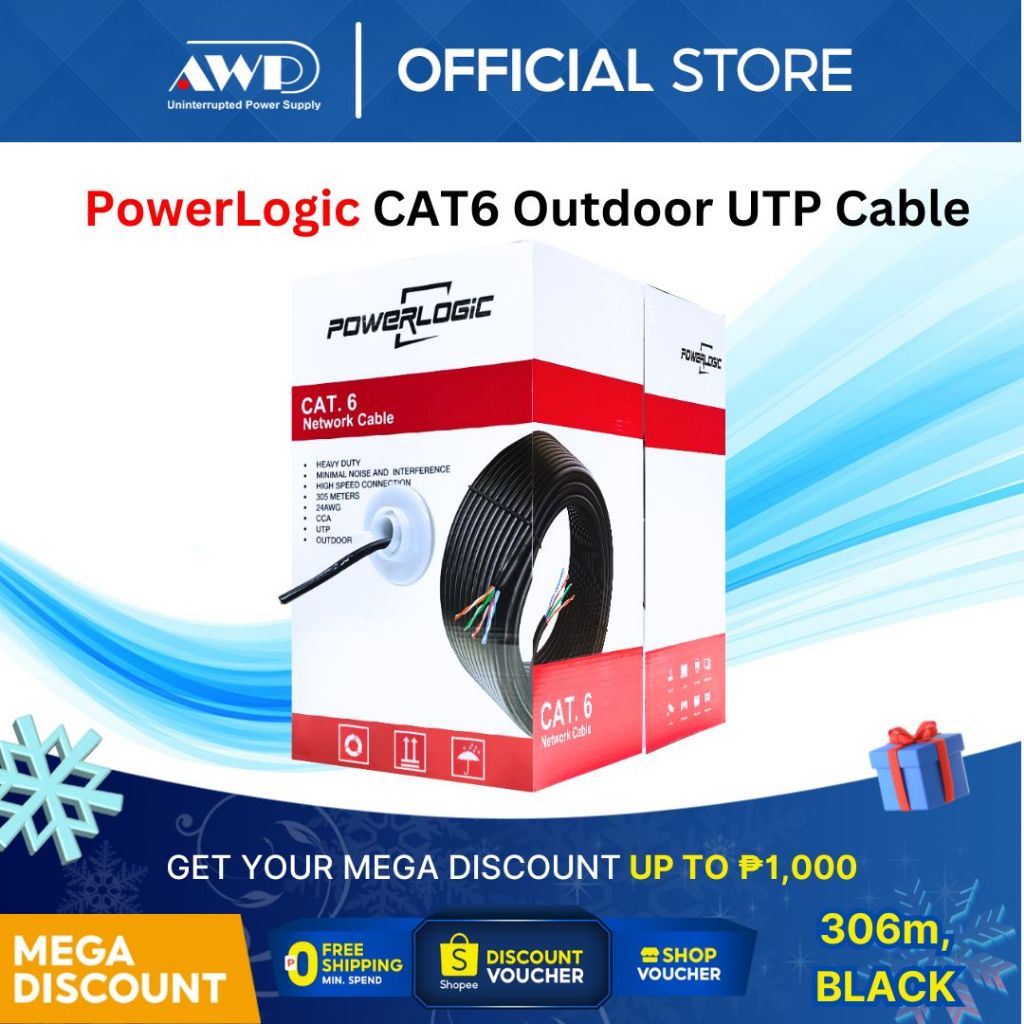 PowerLogic CAT6 305 Meters Outdoor UTP Cable (Black) | Shopee Philippines