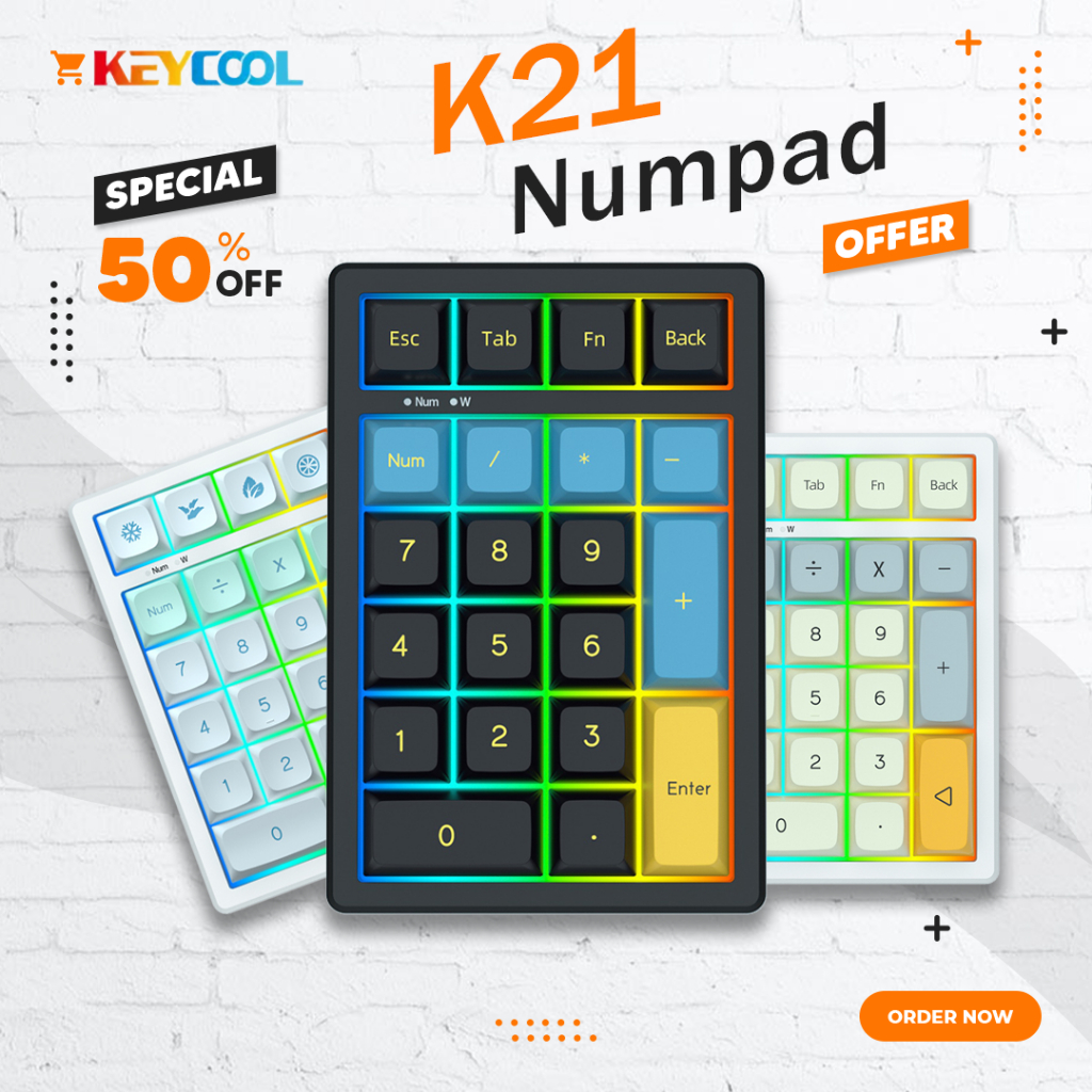 Keycool K21 K19 Numpad 3Modes Hot Swappable Programming Mechanical RGB ...