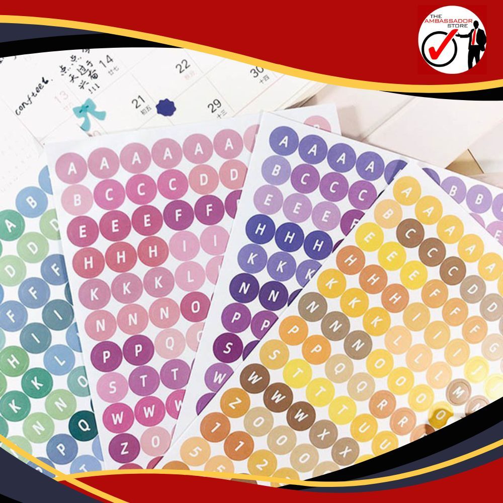 Color Alphanumeric Labels Circular Sticker 1Sheet Diary Scrapbooking ...