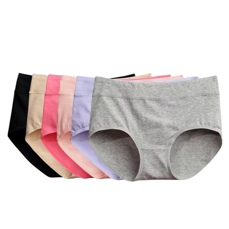 SW6Pcs/12Pcs Cotton Panties Medium Waist Tummy Control Elastic Design Elastic Women's underwear ...