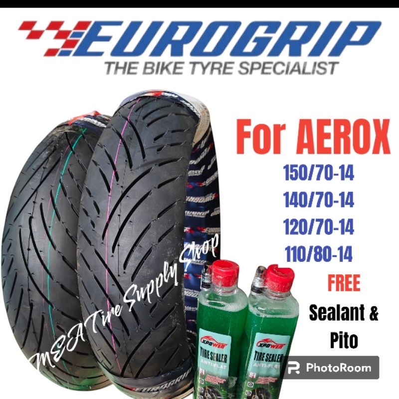 EUROGRIP TIRE for AEROX (TUBELESS FREE SEALANT & PITO) | Shopee Philippines