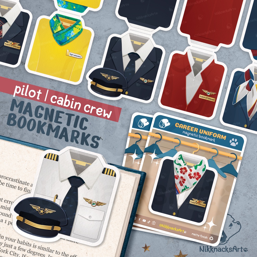 Pilot, Flight Attendant Uniform Magnetic Bookmark - Aviation Bookmark ...