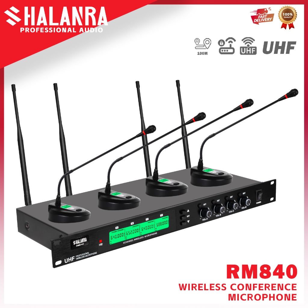 RM840 Wireless Conference Microphone Professional UHF 4-channel ...