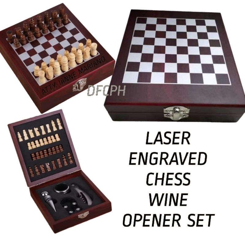 Laser engraved Wine Tool Box Opener Gift Set personalized Wooden Box ...