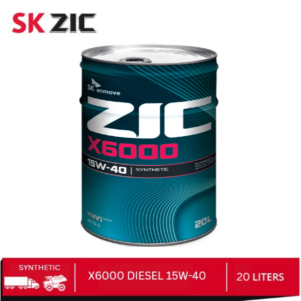SK ZIC X6000 15W-40 20 Liters Synthetic Heavy Duty Diesel Engine Oil ...