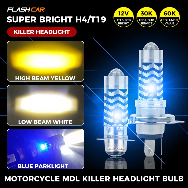 MDL Killer Headlight Bulb T19/H4 led light for Motorcycl 12V Universal With Blue Parklight ...