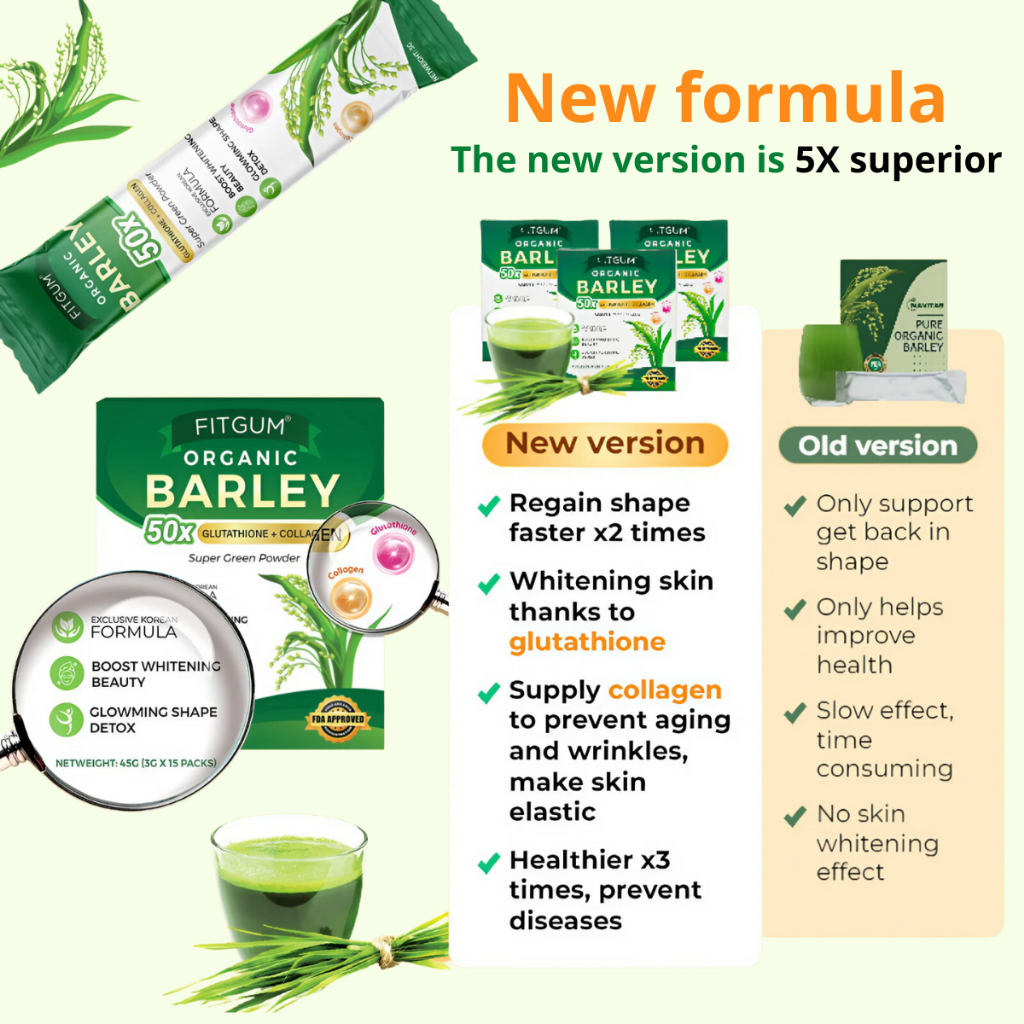 FITGUM Organic Barley Grass Powder Original With X50 Glutathione ...
