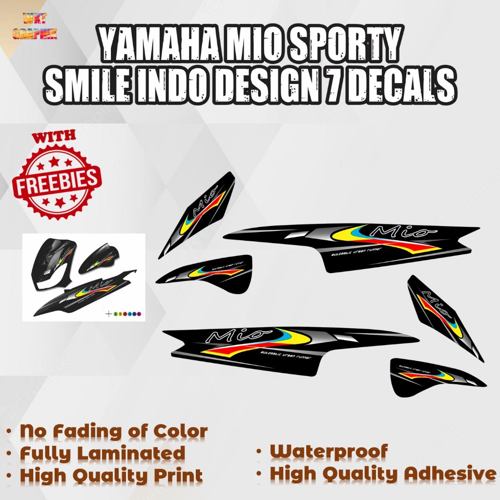 YAMAHA MIO SPORTY SMILE INDO DESIGN 7 DECALS (WATERPROOF, LAMINATED ...