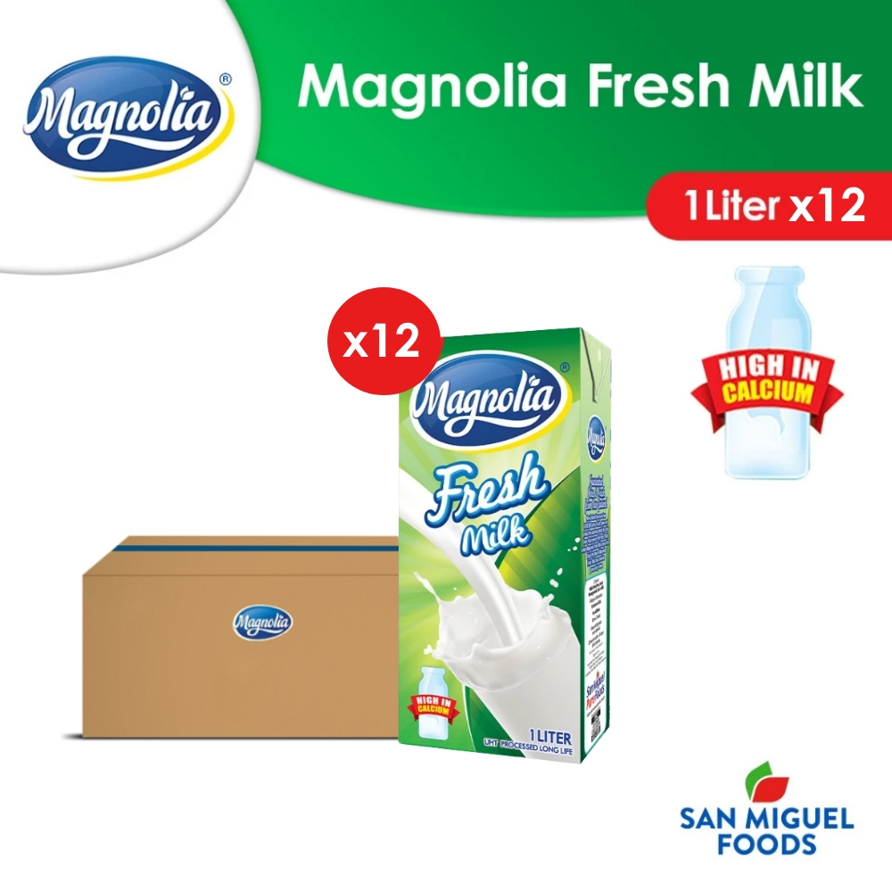MAGNOLIA Fresh Milk 1L 100% Fresh Cow's Milk, High in Calcium Box of 12 ...