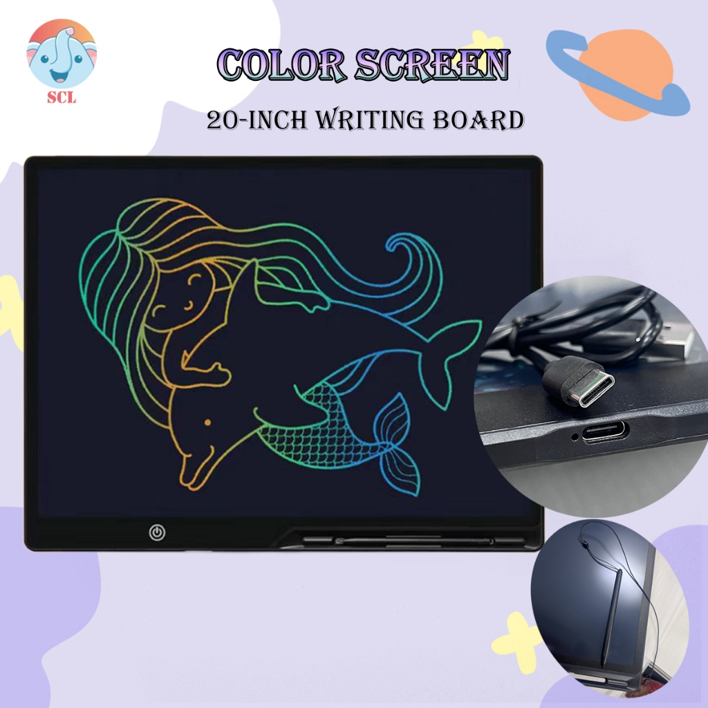 20 inch Rechargeable LCD Writing Tablet Colorful Word Smart Graphics ...