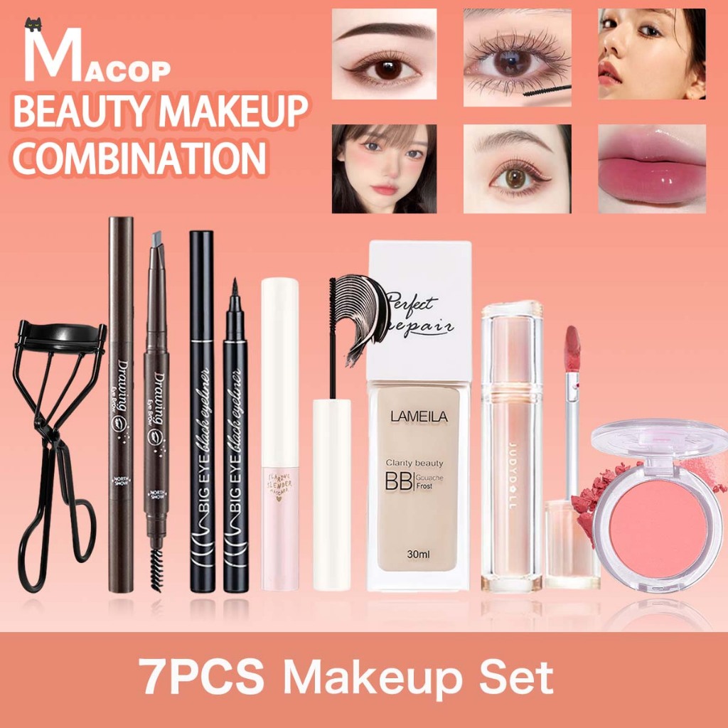 7PCS Make Up Set Complete Eyeliner BB Cream Eyebrow Pencil Mascara ...
