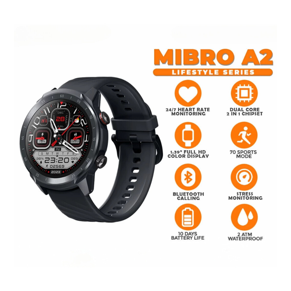 MiBro A2 Smartwatch 1.39inches Full HD Color Dual Core 2 in 1 chipset ...