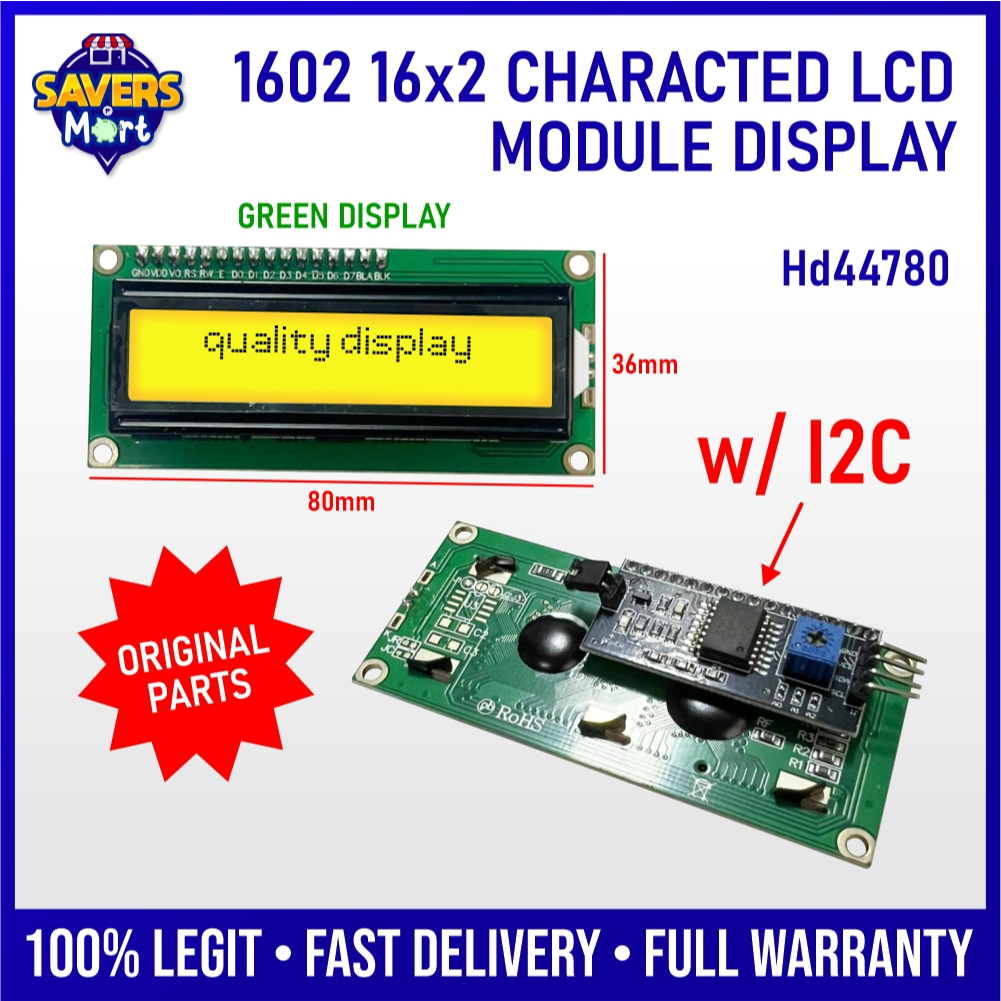 Original 1602 16x2 Character LCD Module Display HD44780 with I2C ...