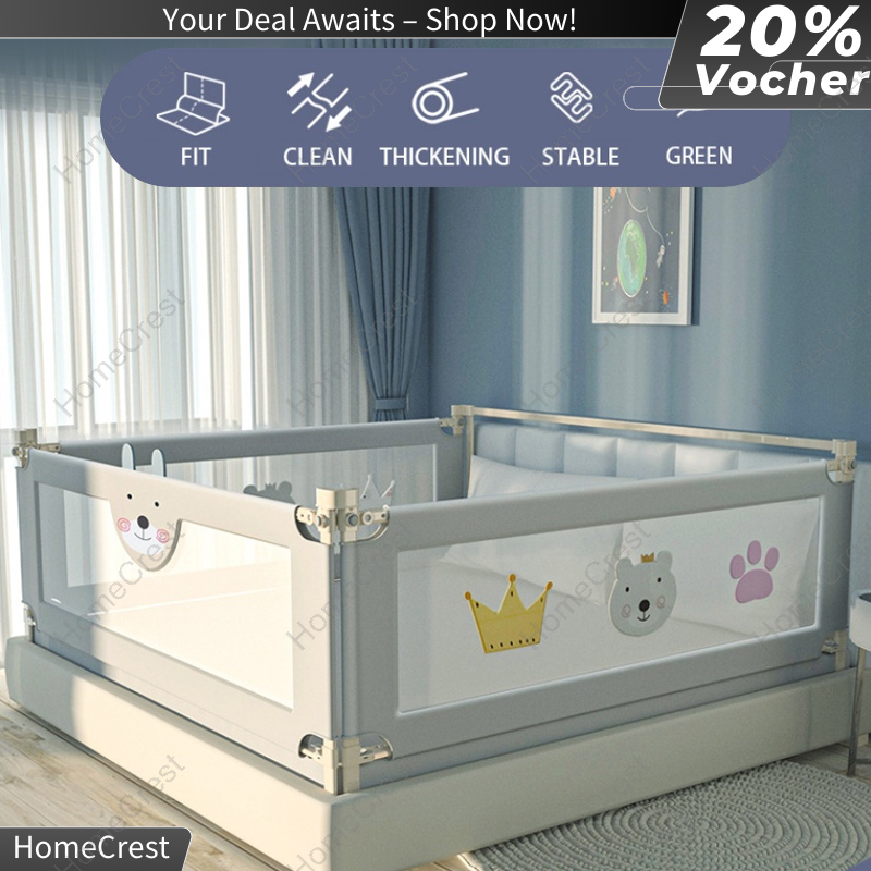HomeCrest Bed Fence for Baby Adjustable Bedside Fence Anti-Fall Bed ...
