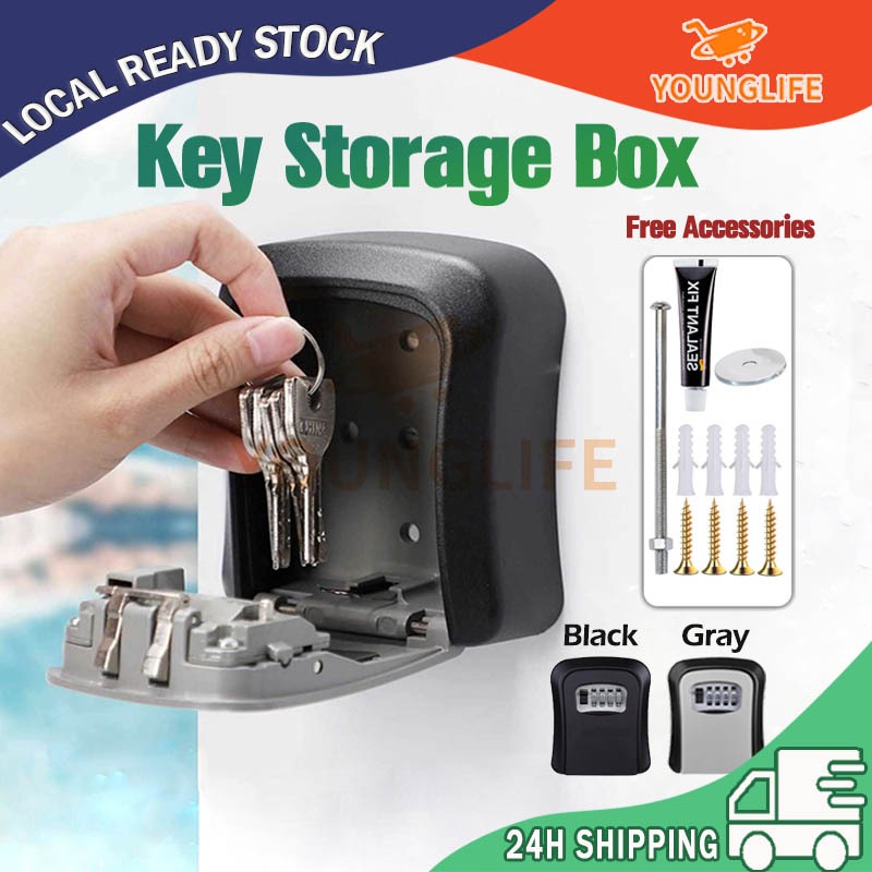 Key Storage Box Wall Mounted Key Lock Box Key Safe Box Anti-theft Home ...