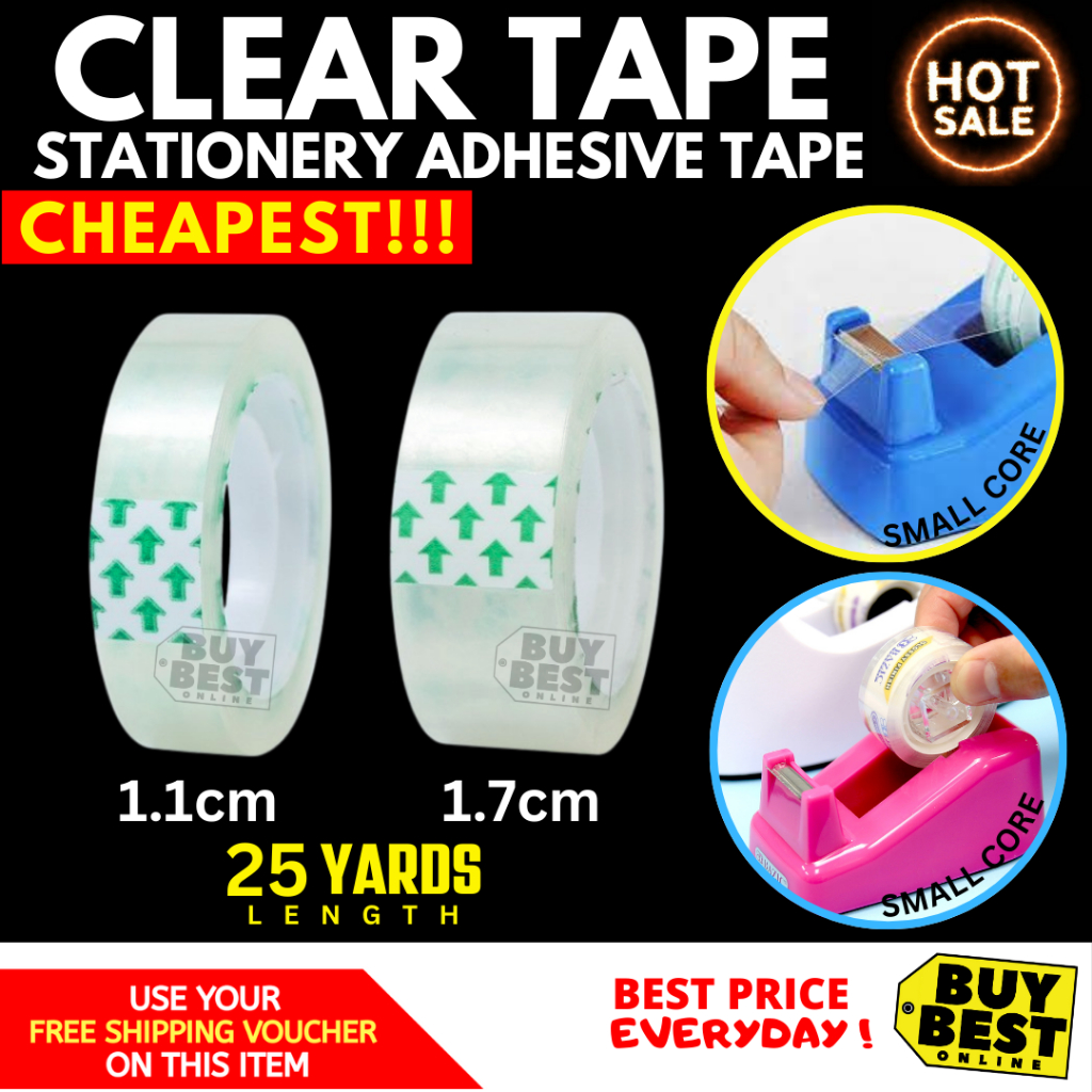 Clear Stationery Tape True Size many sizes small core | Shopee Philippines
