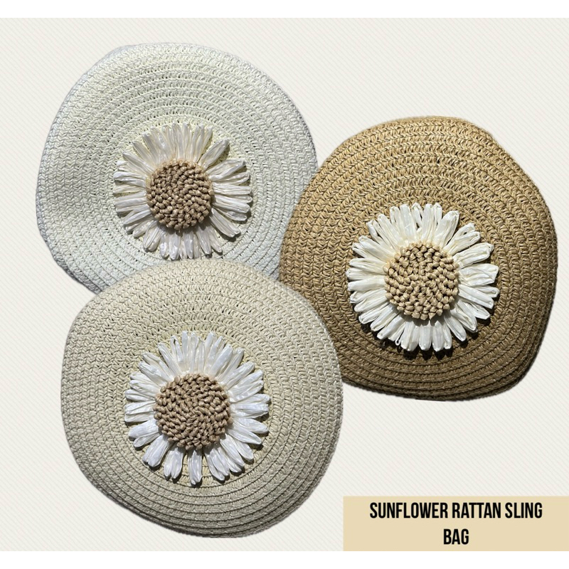Sunflower Rattan Round Sling Bag | Shopee Philippines