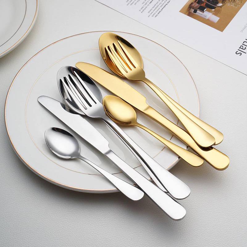 Korean Cutlery Korean Style Flatware Stainless Steel Dining Spoon Fork ...