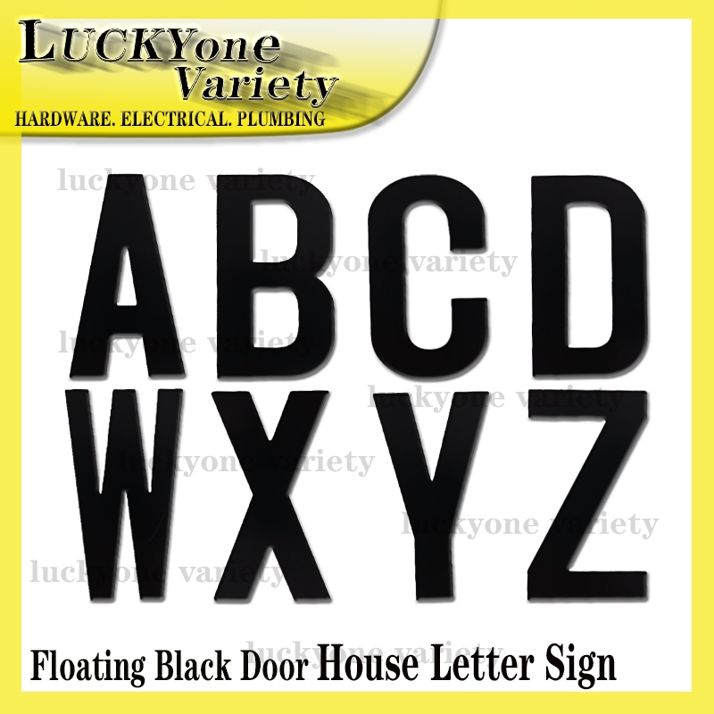 FLOATING BLACK DOOR HOUSE LETTER SIGN A-Z (ADHESIVE TAPE) | Shopee ...