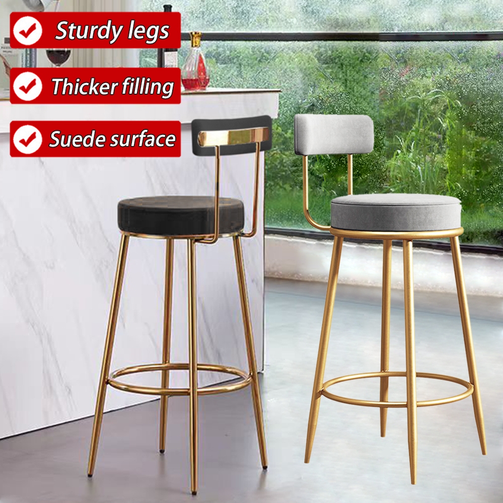 65/75CM Bar Chair Nordic Fashion Coffee Shop High Stool Golden Light ...