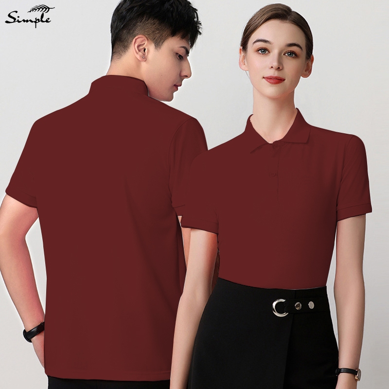 SIMPLE unisex maroon polo shirt women men top basic plain color golf ...