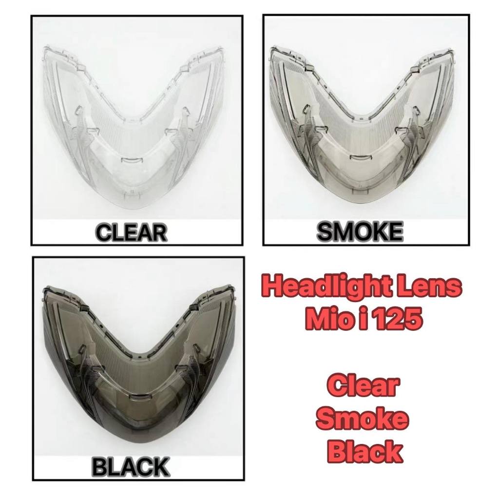 {Lucky} Headlight Lens For Mio i 125 Clear & Smoke & Black | Shopee ...