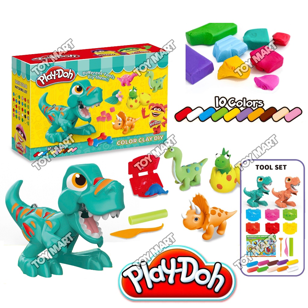 PlayDoh DinoCrew w/ 10 Color Clay Set with Dinosaur Molding Tool and ...