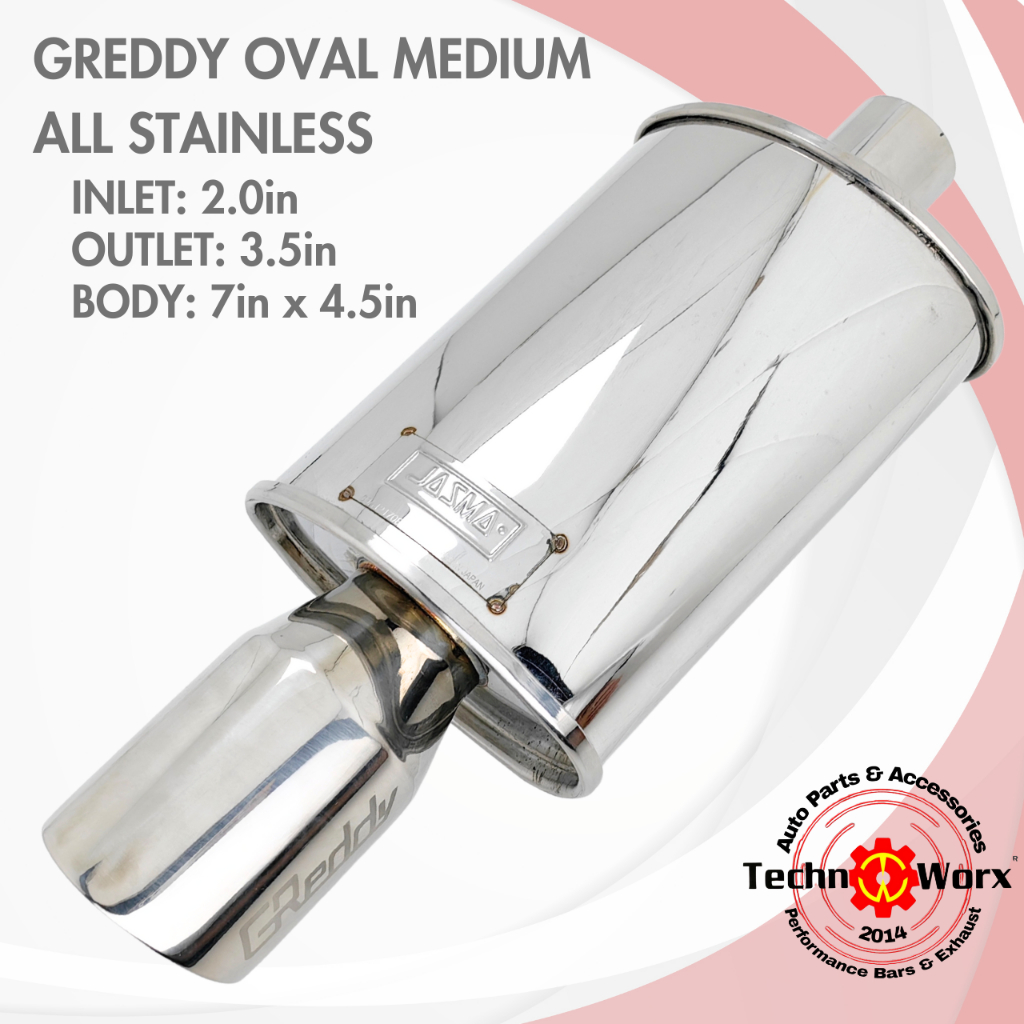 GREDDY Muffler MEDIUM OVAL ALL STAINLESS Double wall can Super Bassy ...
