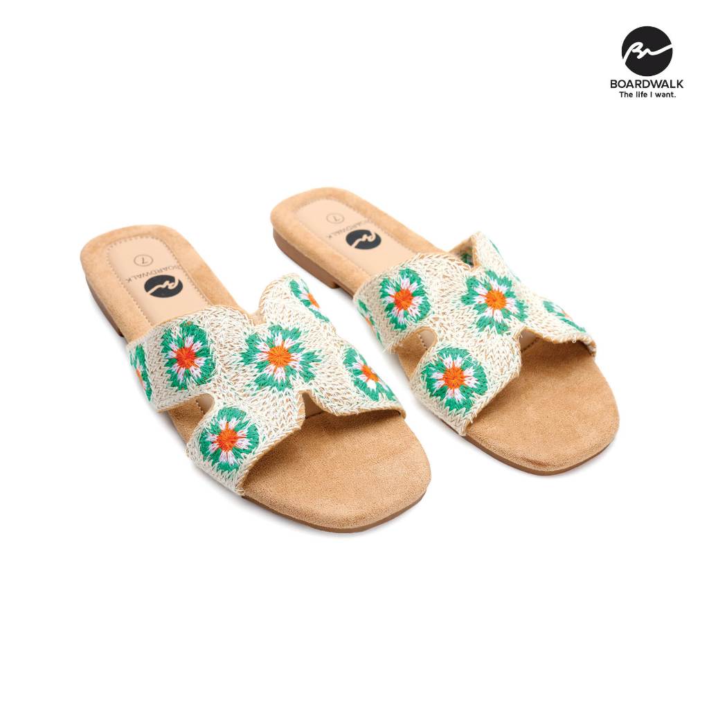 Boardwalk Heley Ladies Sandals with Floral Pattern and Flat Heel Design ...