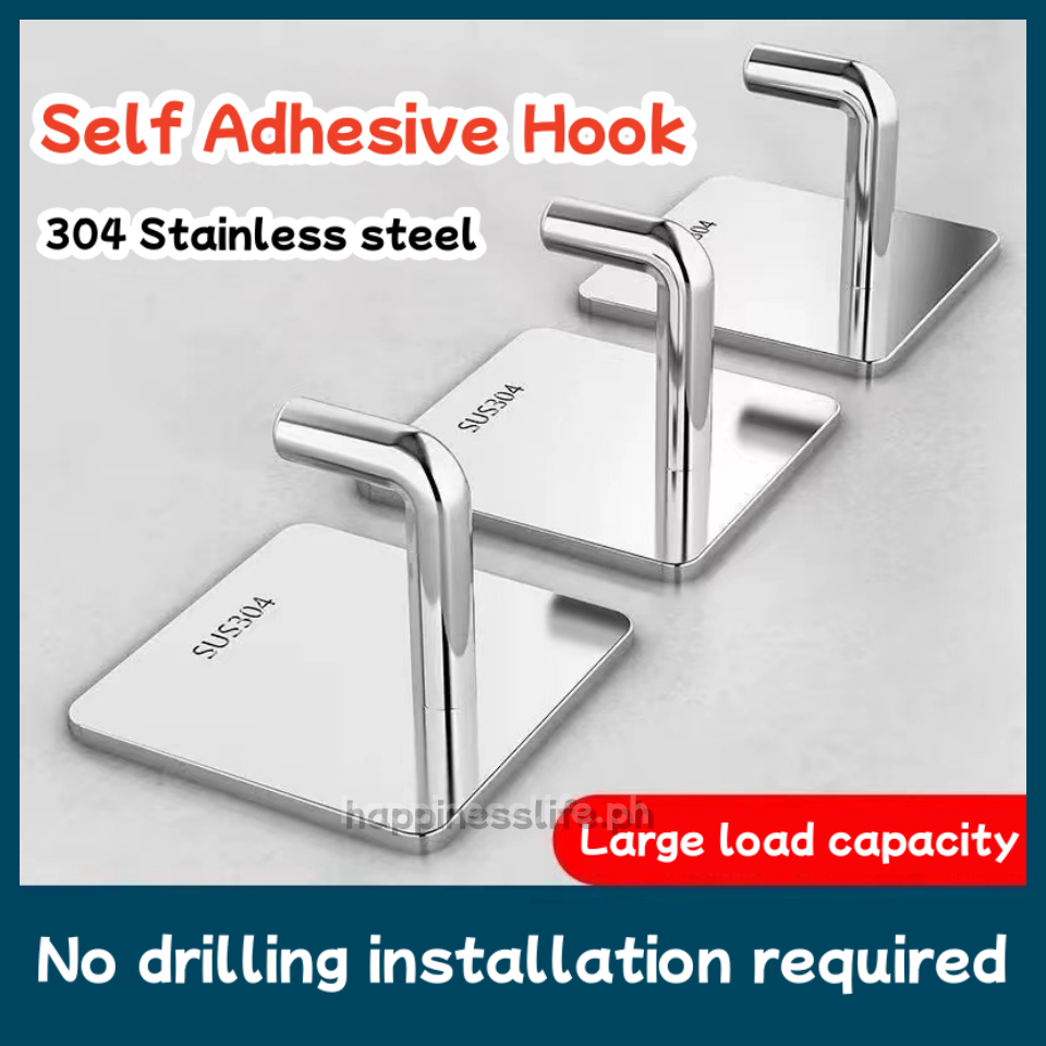 304Stainless Steel Adhesive Hook Heavy Duty Stick on Wall Hook Towel ...