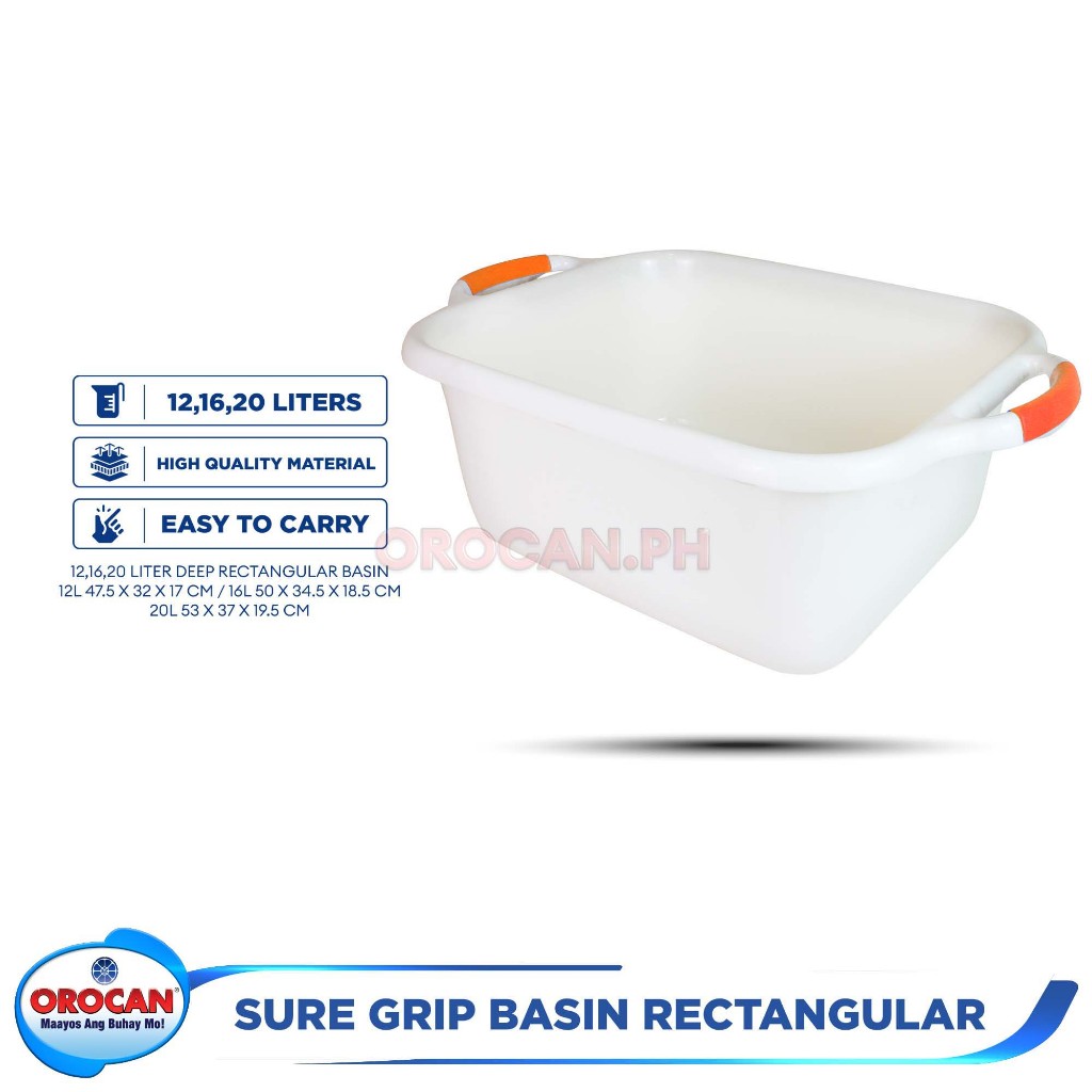 Orocan Deep Rectangular Basin / Planggana (12L, 16L, 20L ) | Shopee ...