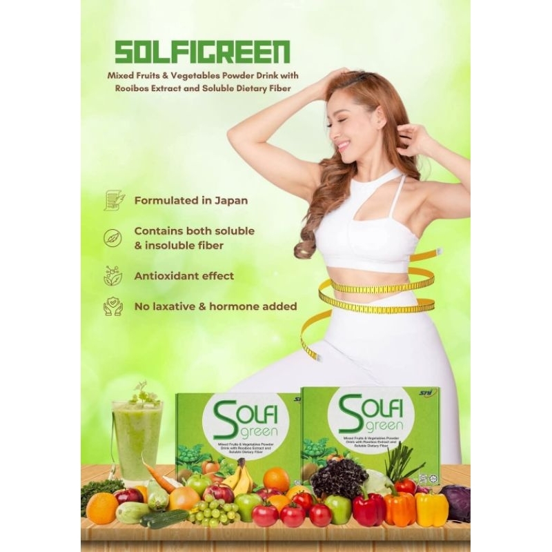 Solfi Green Mixed F&V Powder Drink (15 Sachet) New Packaging | Shopee ...