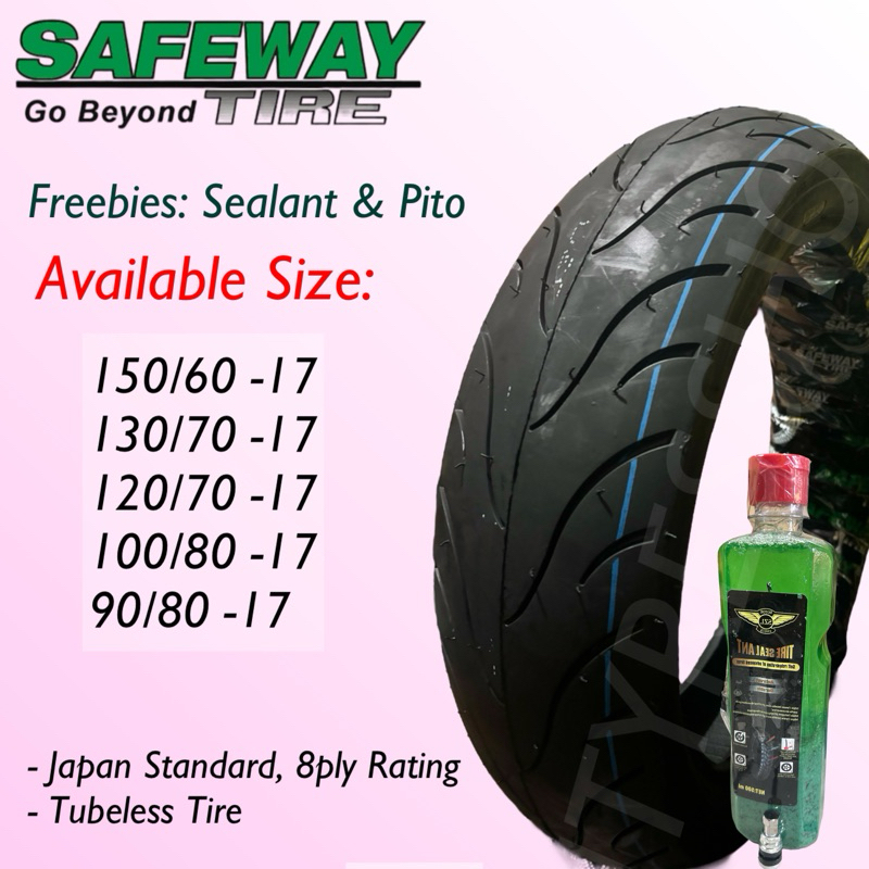 SAFEWAY TIRE size 17" TUBELESS TIRE (FREE Sealant & Pito) | Shopee ...