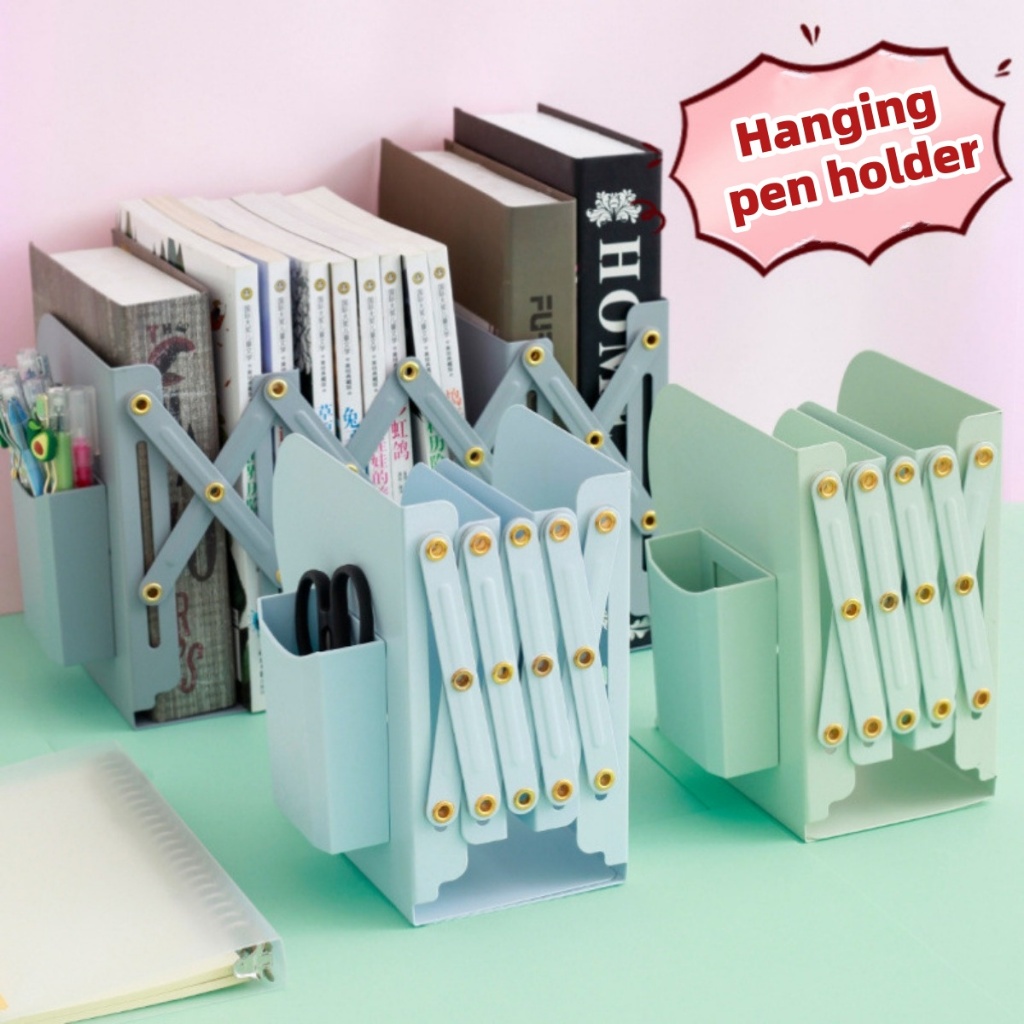 Adjustable Bookends With Pen Holder Retractable Book Stand Desk ...