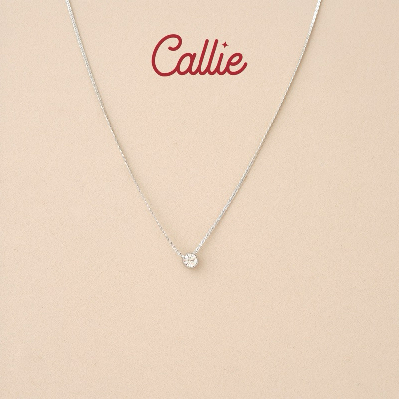 Callie Stainless Steel Jane Silver Solitaire Necklace Shop Callie ...