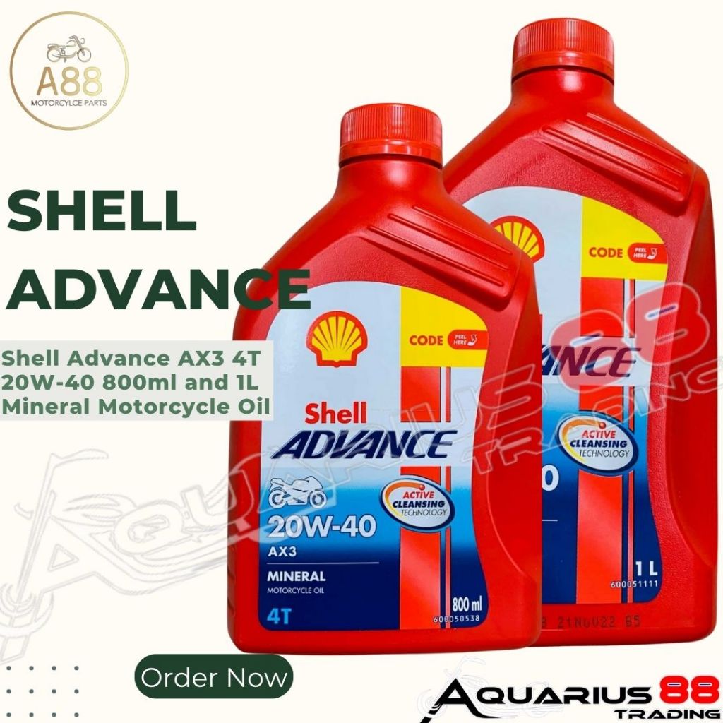 Shell Advance AX3 4T 20W-40 800ml / 1L Mineral Motorcycle Oil | Shopee ...