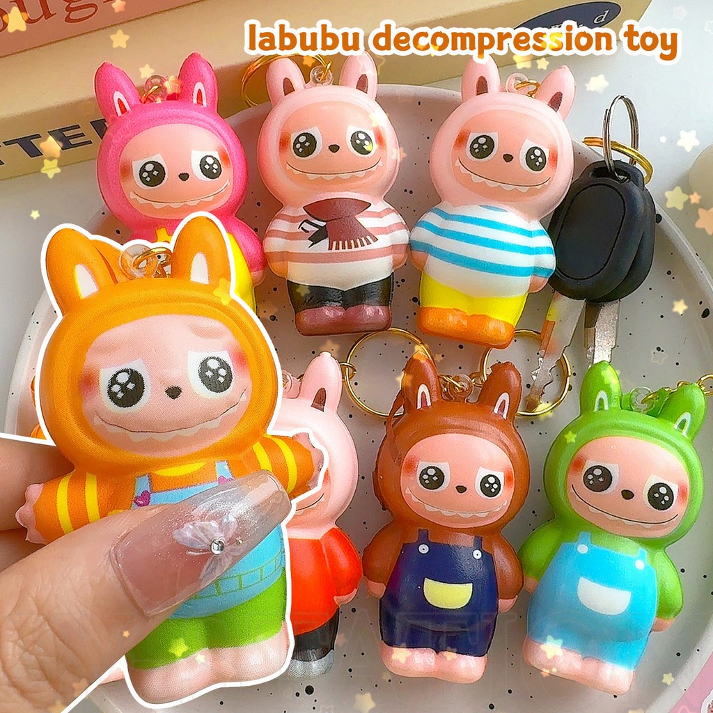Labubu Squishy Toy keychain Labubu Squishy Decompression Anime Cartoon ...