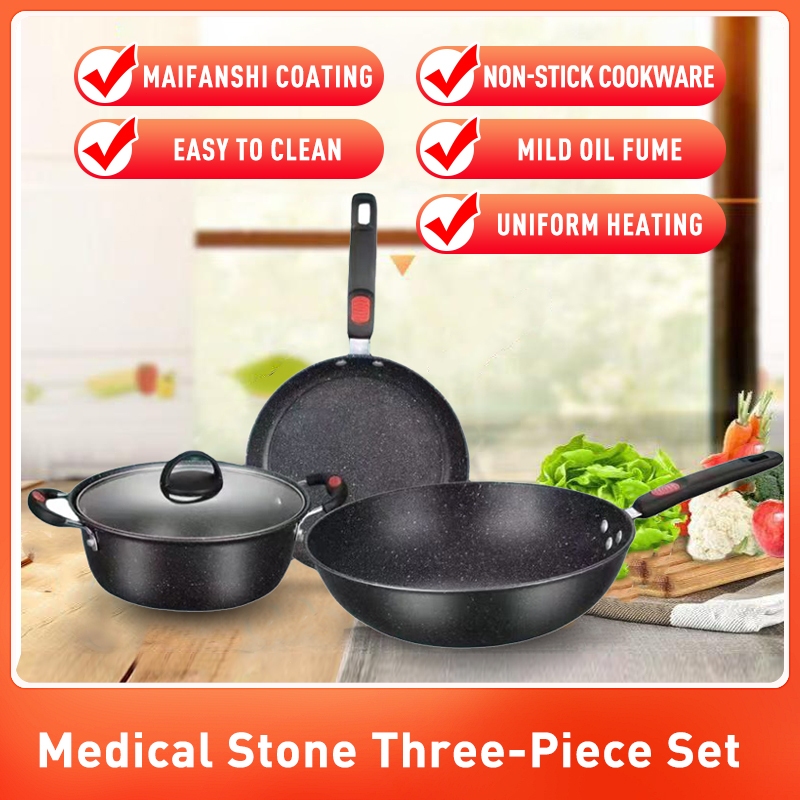 LANAI 3PCS Non Stick Frying Pan Cookware Set Induction Cookware Set Stir Fry Pan Non Stick Pan ...