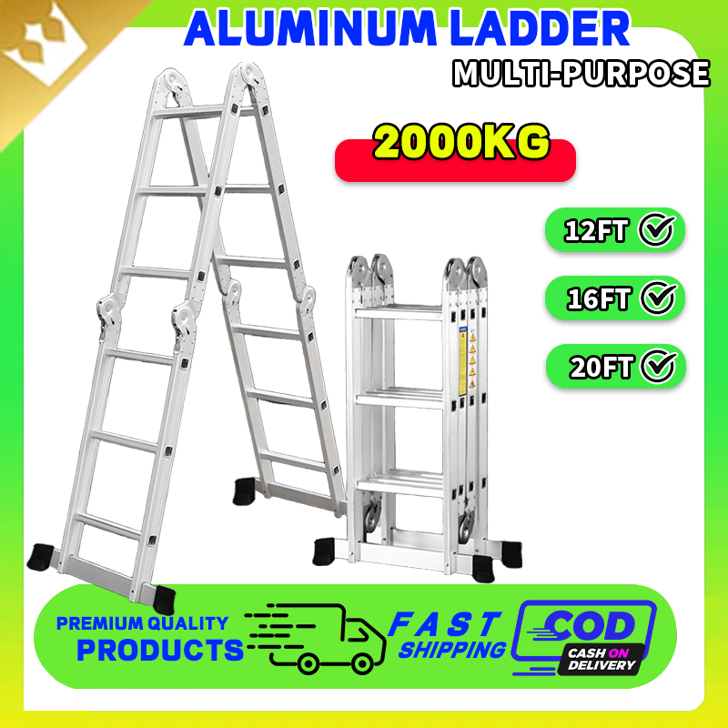 7 IN 1 Aluminum Ladder Portable Multi-Purpose Foldable Telescopic ...