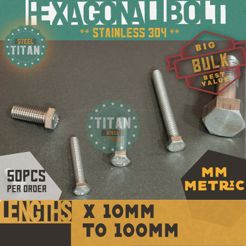 50PCS - M6 6mm, M8 8mm Hex Capscrew | Hex Bolt (Stainless 304) | Shopee Philippines