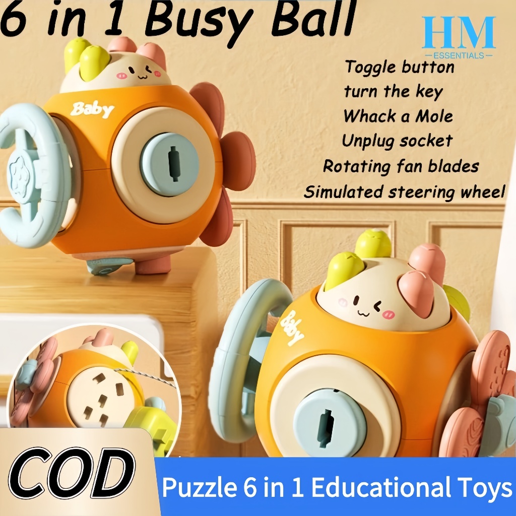 6in1 Baby Busy Ball Early Education Manhattan Hand Grasping Ball Toy ...