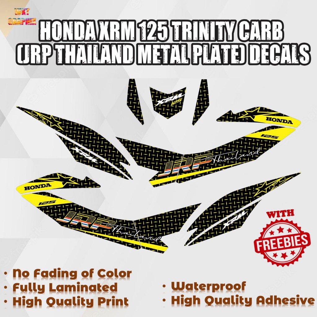 HONDA XRM 125 TRINITY CARB JRP THAILAND METAL PLATE DECALS (WATERPROOF ...