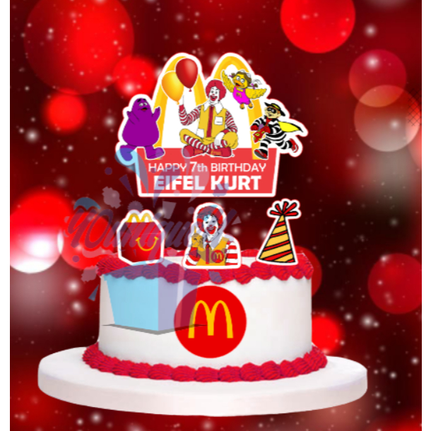 McDonald's themed Cake Topper (Customized Name and Age) | Shopee ...