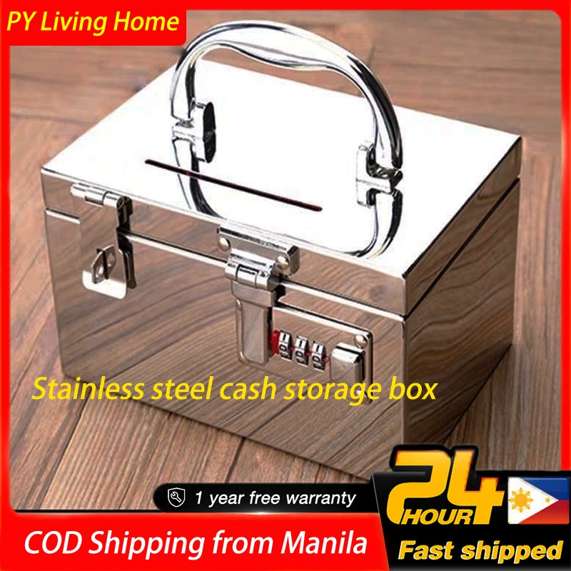 Stainless steel lockable deposit jar Certificate storage box Portable ...