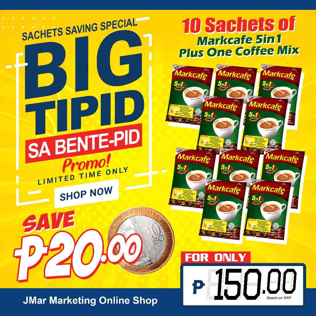 10 sachets Markcafe 5in1 Plus One Coffee Mix BENTE SAVINGS PROMO ...