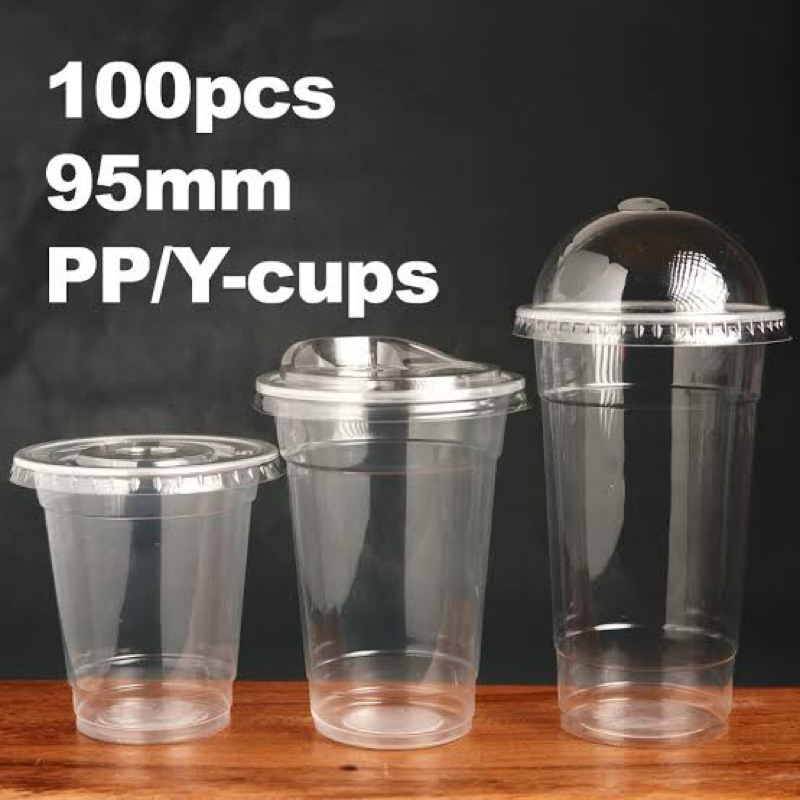 100pcs Cheapest Quality PP Y Cup & Lid Set 95mm 8oz 12oz 16oz 22oz Plastic Cups / Milk tea ...