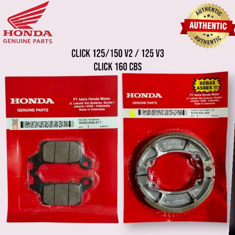 HONDA CLICK BRAKE SHOE BRAKE PAD 125 V2 V3/150 V2/160 CBS | Shopee ...