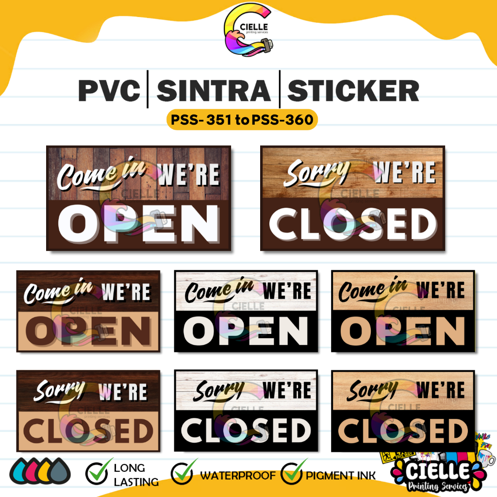 PVC │ SINTRA │ STICKER SIGNAGES (PSS-351 to PSS-360) COME IN WE'RE OPEN ...