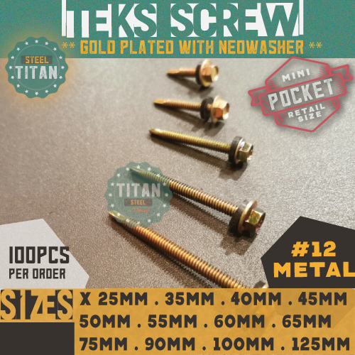 100pcs - Tekscrew / Tek Screw for METAL (Self Drilling) with Neoprene ...